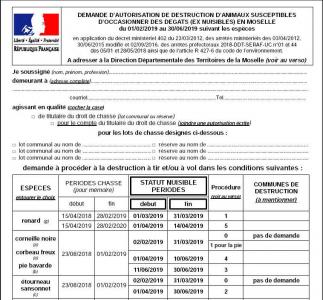 FDSEA 57 - Nuisibles : demande d'autorisation de tir